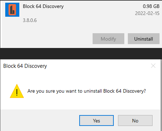 Removing Block 64 toolset